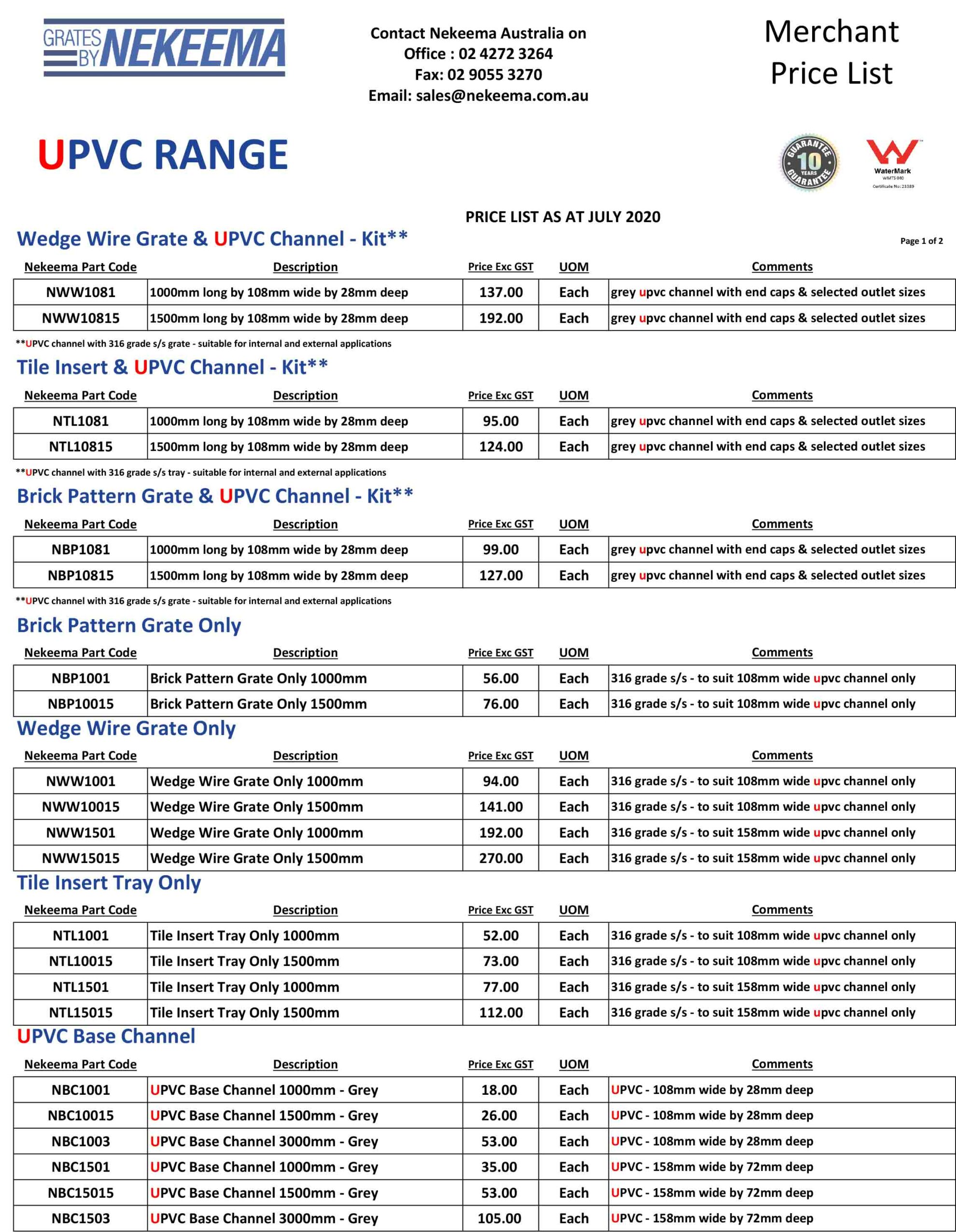 Plumbing products brochures and technical specifications